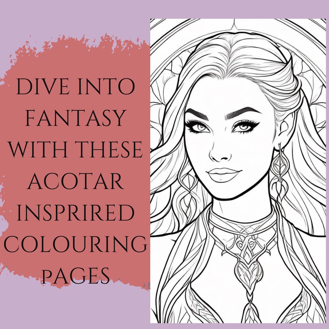 ACOTAR Inspired Character Colouring Pages, Fantasy Designs (PDF ...