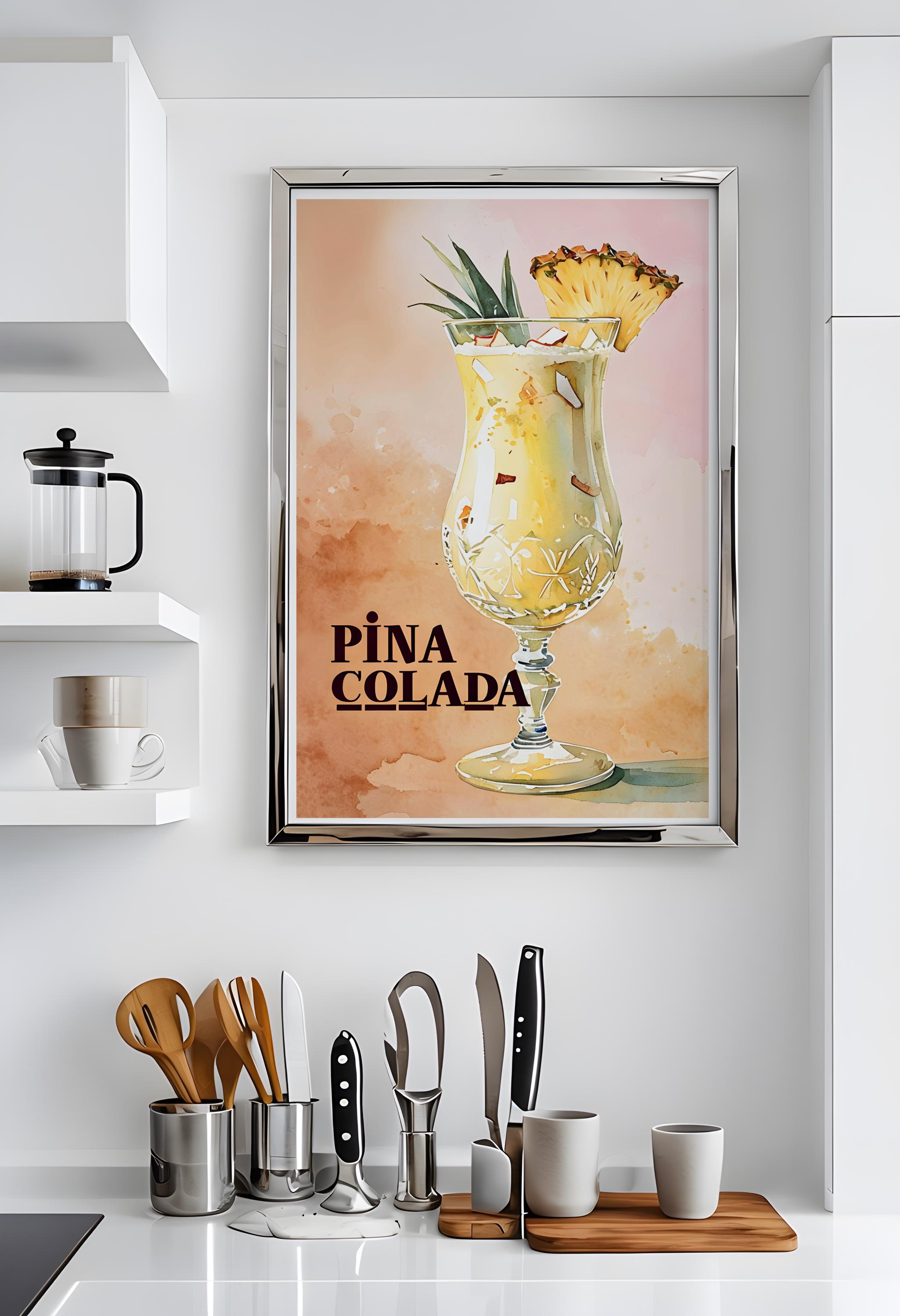 Pina Colada Cocktail Art Print-retro Drink Poster-minimalist Modern ...
