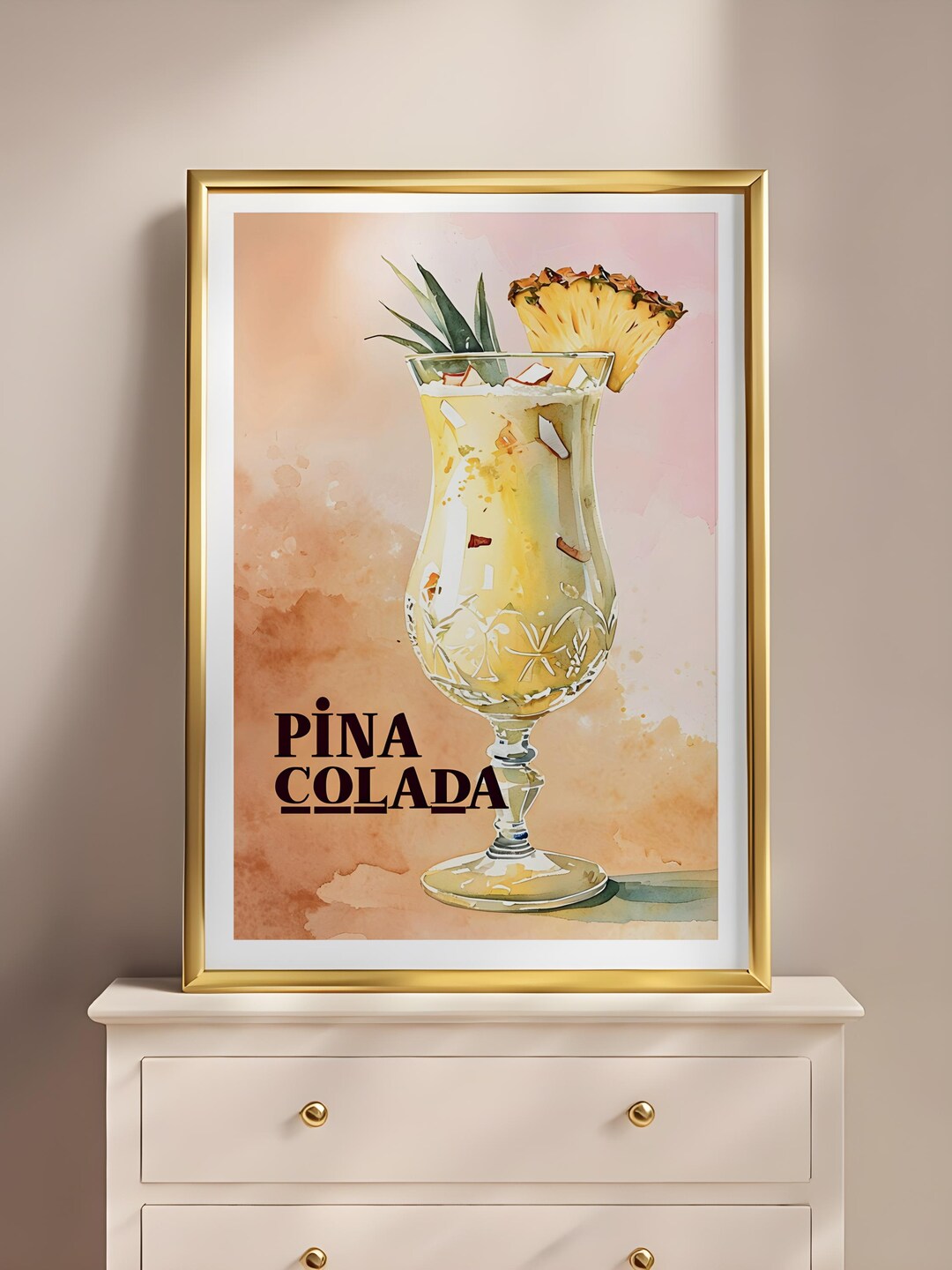 Pina Colada Cocktail Art Print-retro Drink Poster-minimalist Modern ...