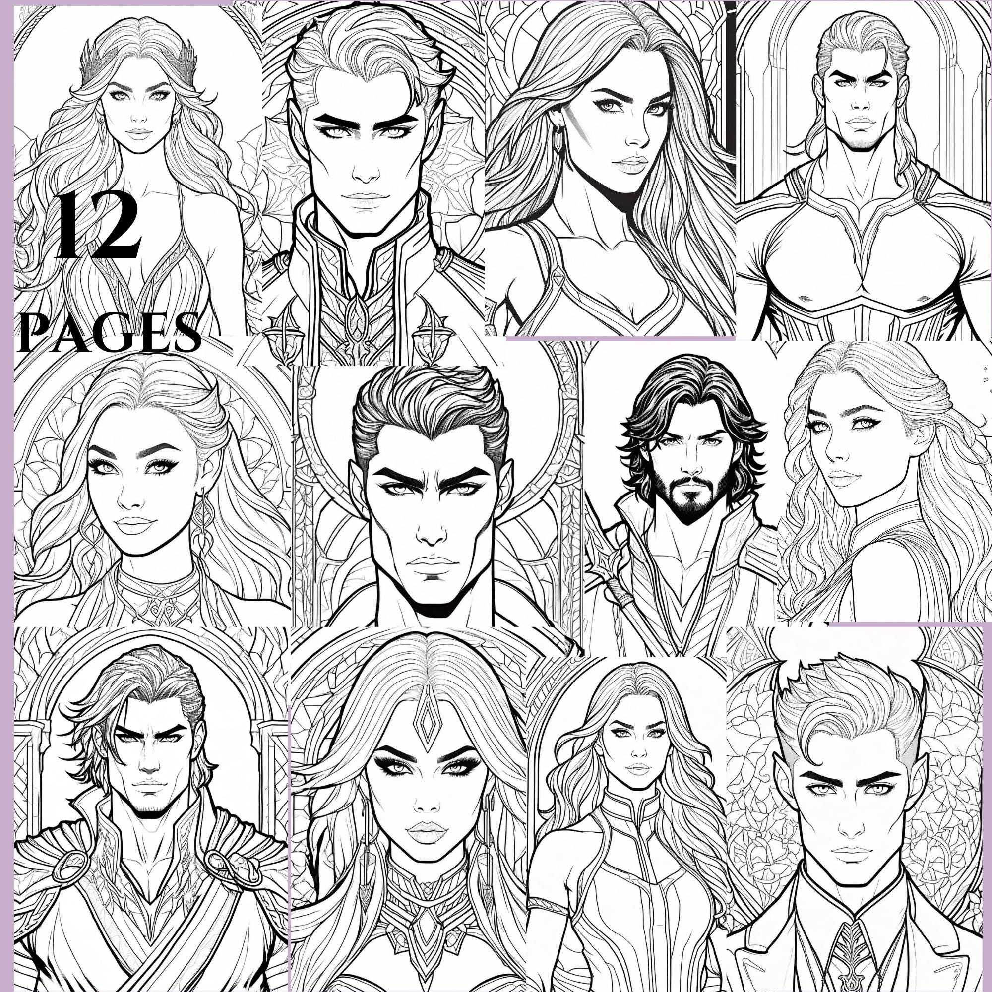 ACOTAR Colouring Pages, 12 ACOTAR Inspired Fantasy Designs, A Court of ...