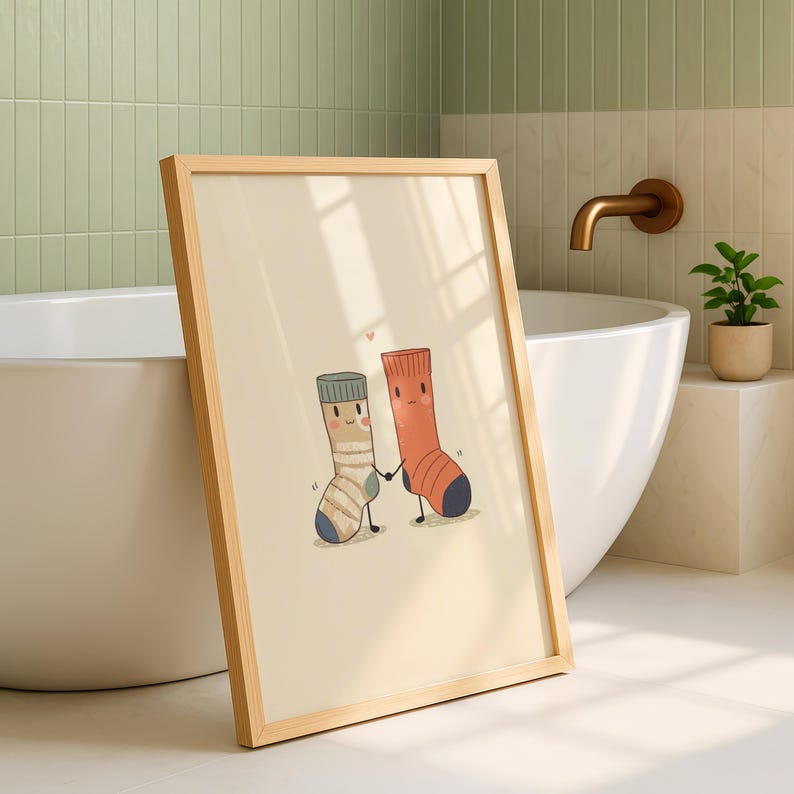 Funny Laundry Room Wall Art, Utility Room Poster, Socks Holding Hands ...