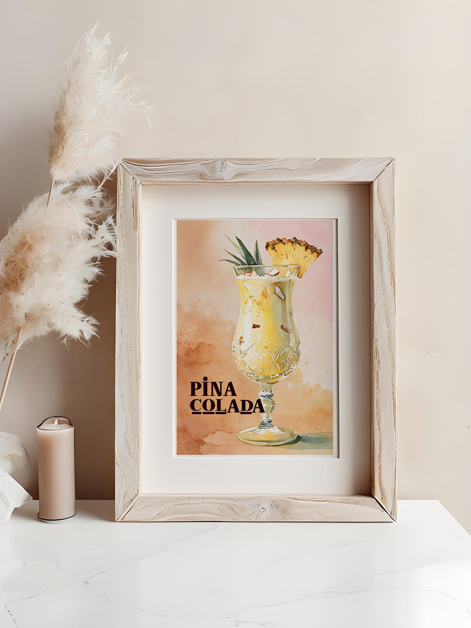 Pina Colada Cocktail Art Print-retro Drink Poster-minimalist Modern ...