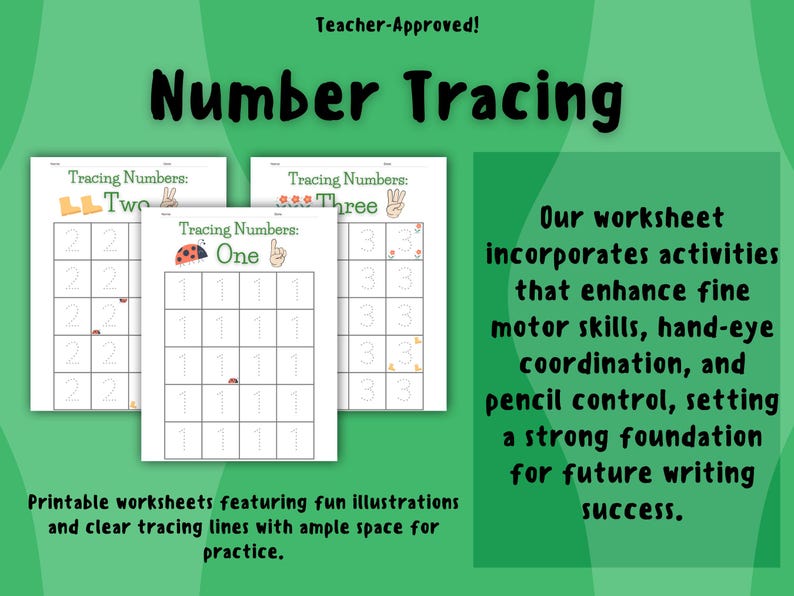 Number Tracing Worksheets – Fun Fine Motor Skills Practice for Kids ...