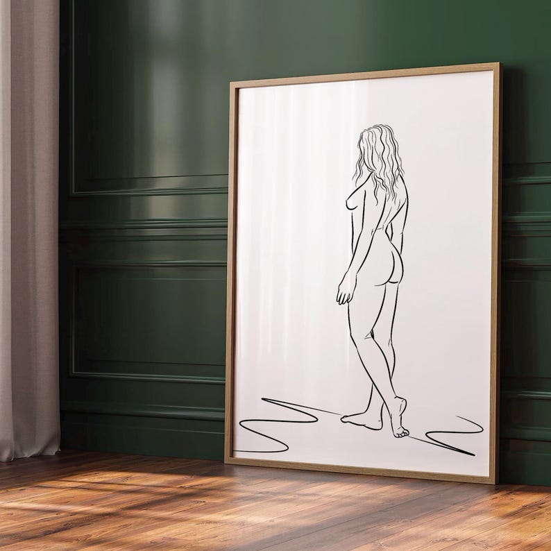 Personalized Nude Couple Line Art, Minimalist Body Portrait, Romantic ...