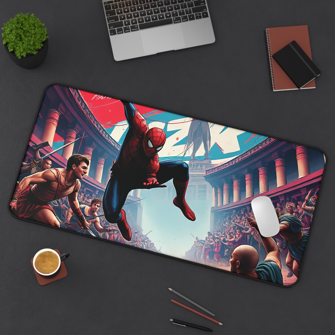 Spider-man İnspired Gaming Desk Mat- Non-slip Neoprene,comic Cityscape ...