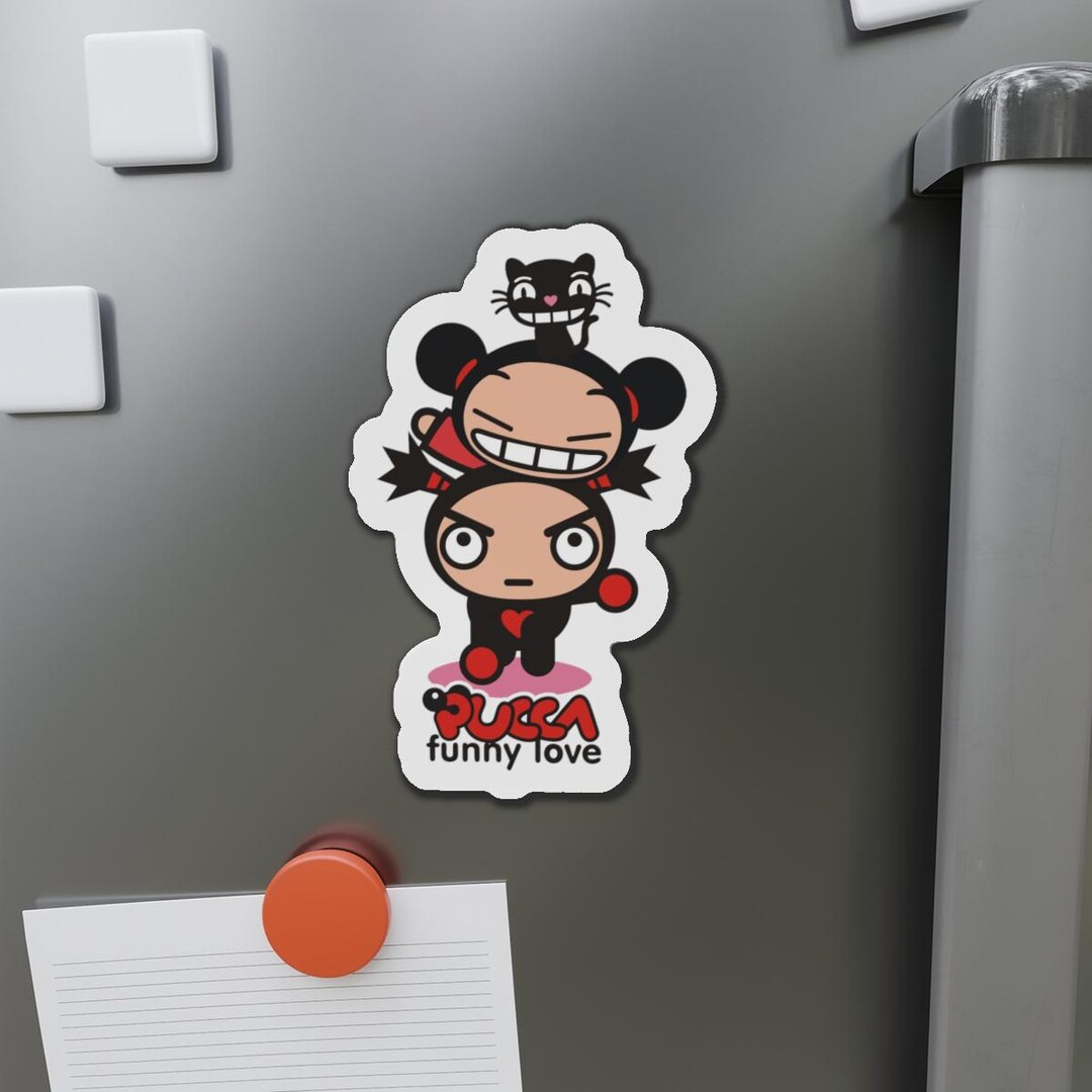 Playful Pucca and Garu Die-cut Magnets, Cute Character Fridge Decor ...