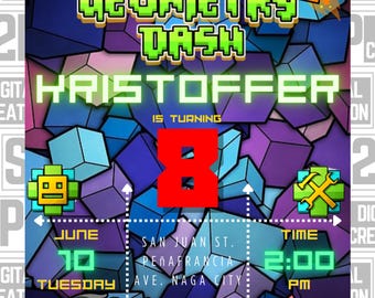 Geometry Dash Editable Birthday Invitation, Instant Download, Editable ...