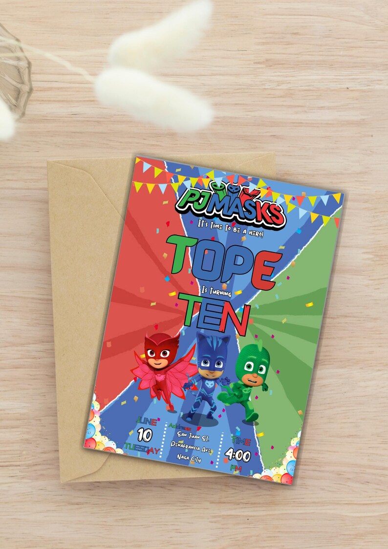 Editable PJ Masks Birthday Invitation canva - Etsy