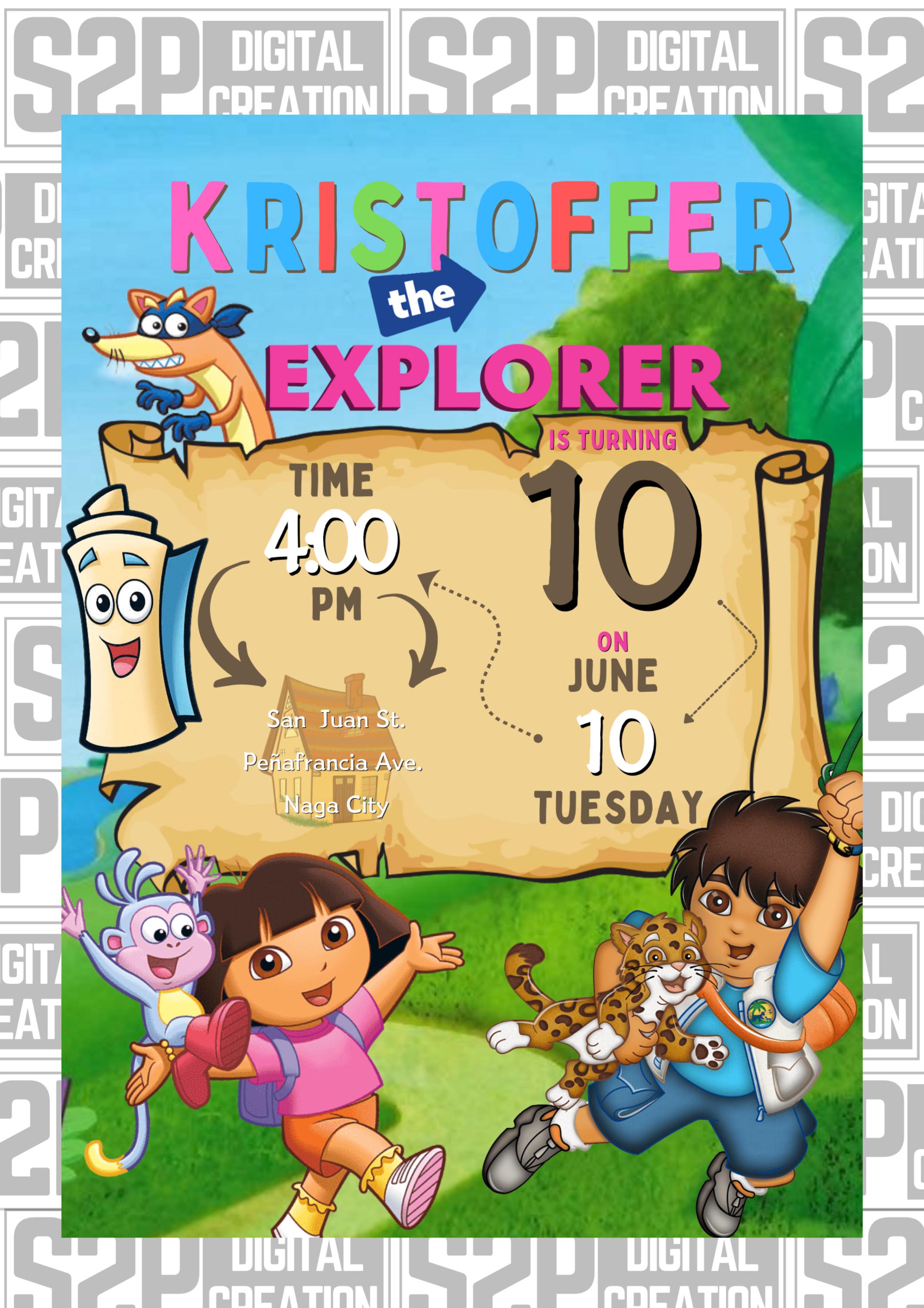 Dora And Diego Party Invitation Dora The Explorer Party Helium Foil