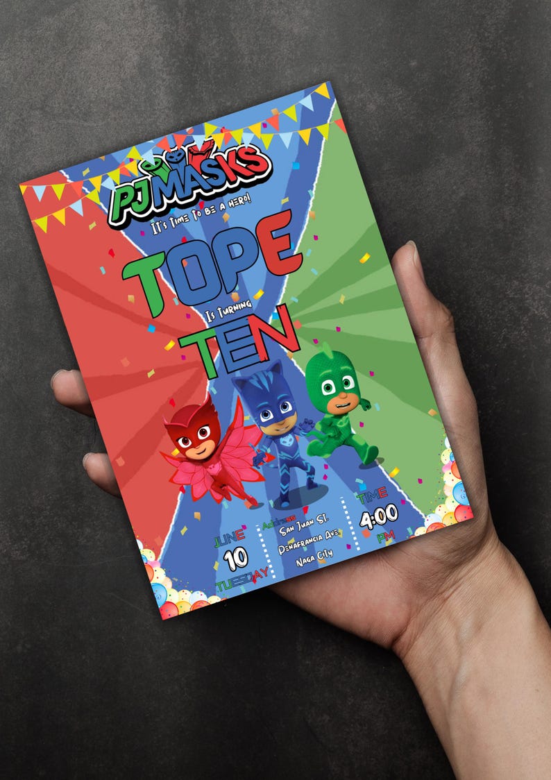 Editable PJ Masks Birthday Invitation canva - Etsy