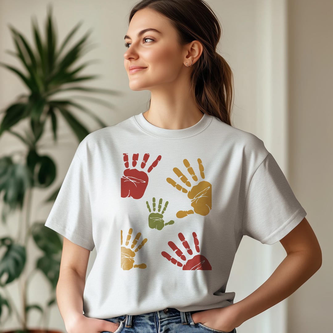 Colorful Handprint T-shirt, Family Matching Shirt for Parents and Kids ...