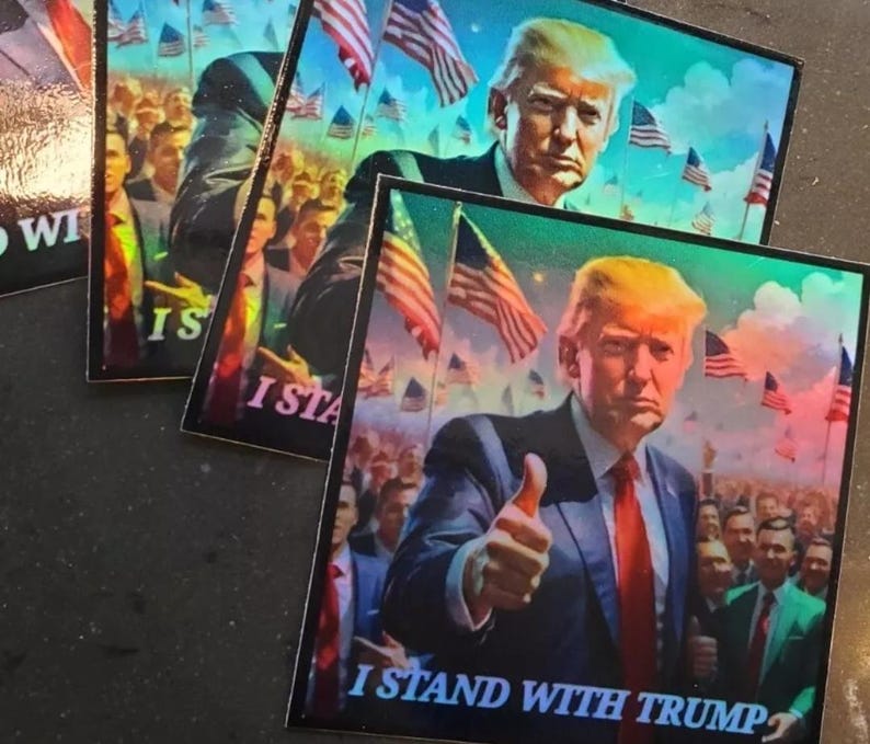 Donald Trump Sticker - Maga 2025 I Stand With Trump . Holographic ...