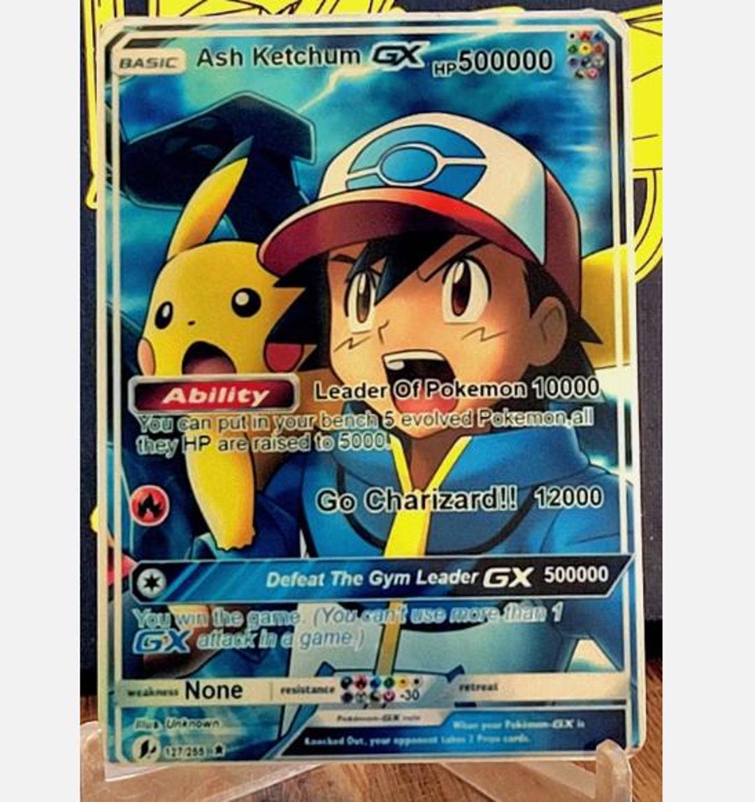 Pokemon Ash Ketchum Gx Pikachu CCG Diy Waifu Full Art Custom Orica Card ...