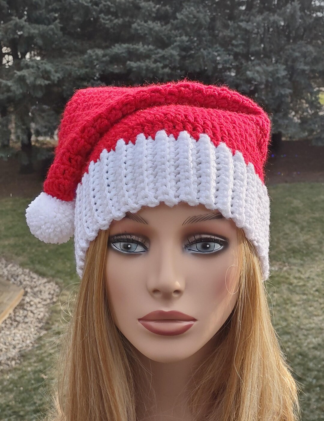 Red Crochet Santa Elf Hat,christmas Photo Prop,santa Claus Stocking Cap ...
