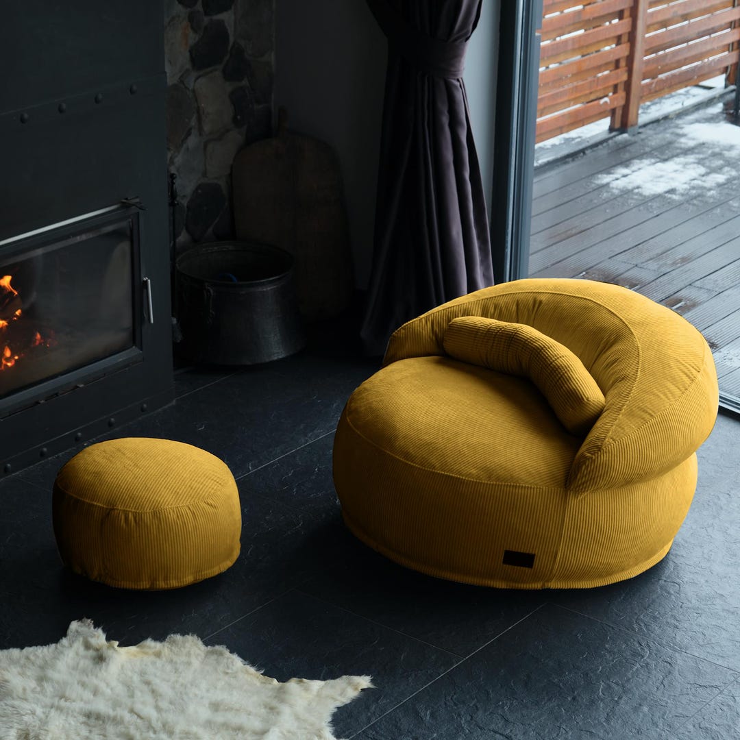 Comfortable Velvet Pouf, Retro Comfy Pouf, Corduroy Modern Pouf - Etsy