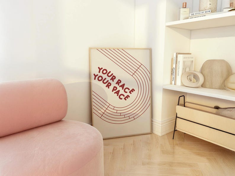Running Wall Art | Printable Run Poster | Cherry Red Marathon Runner ...