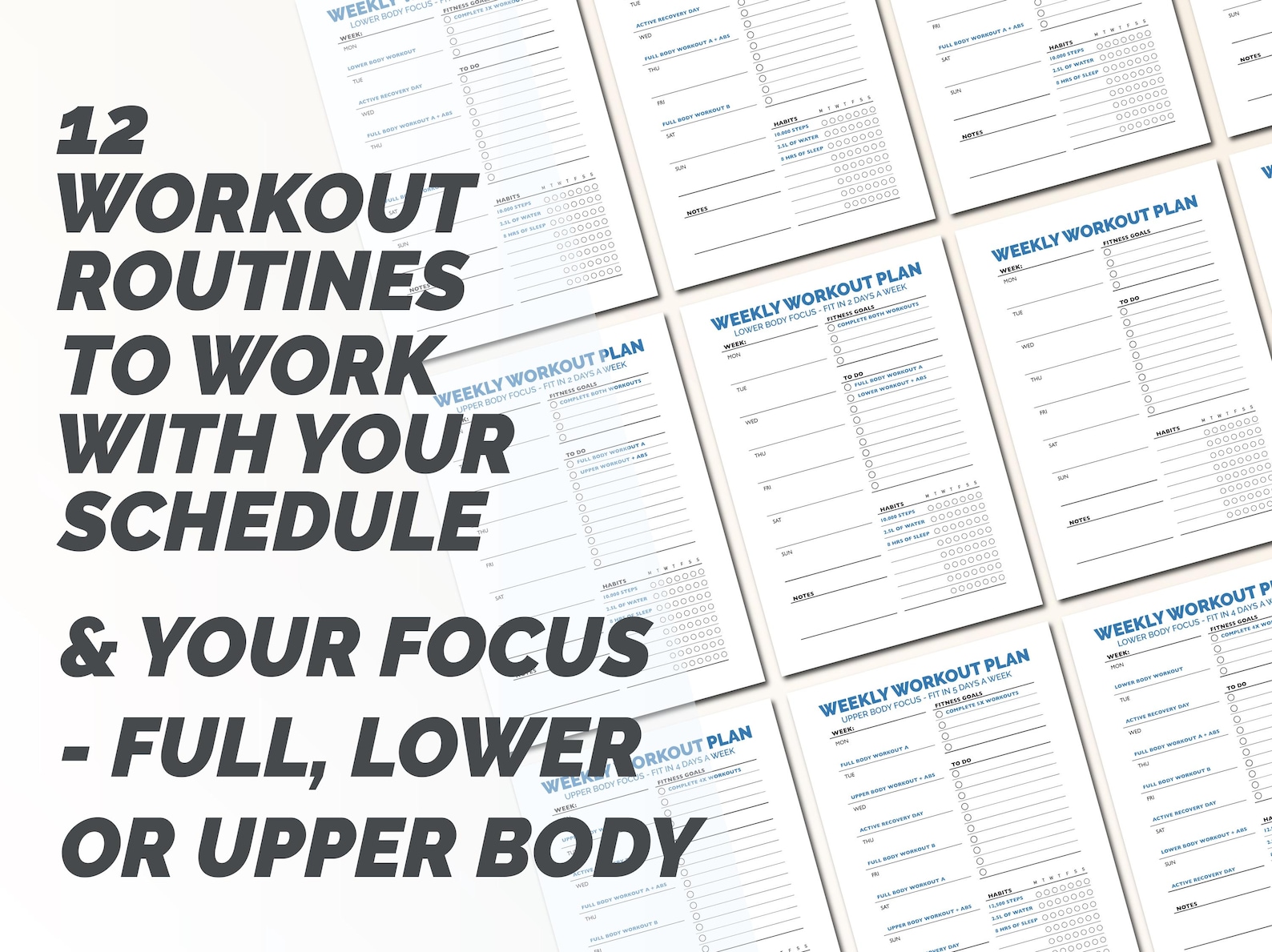 Workout Chart Bundle | Printable Gym Diagrams | Interactive Dumbbell ...