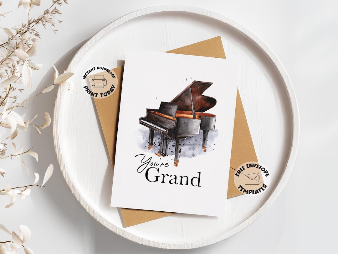 Music Lover Grand Piano Card | Printable Thank You Teacher, Tutor ...