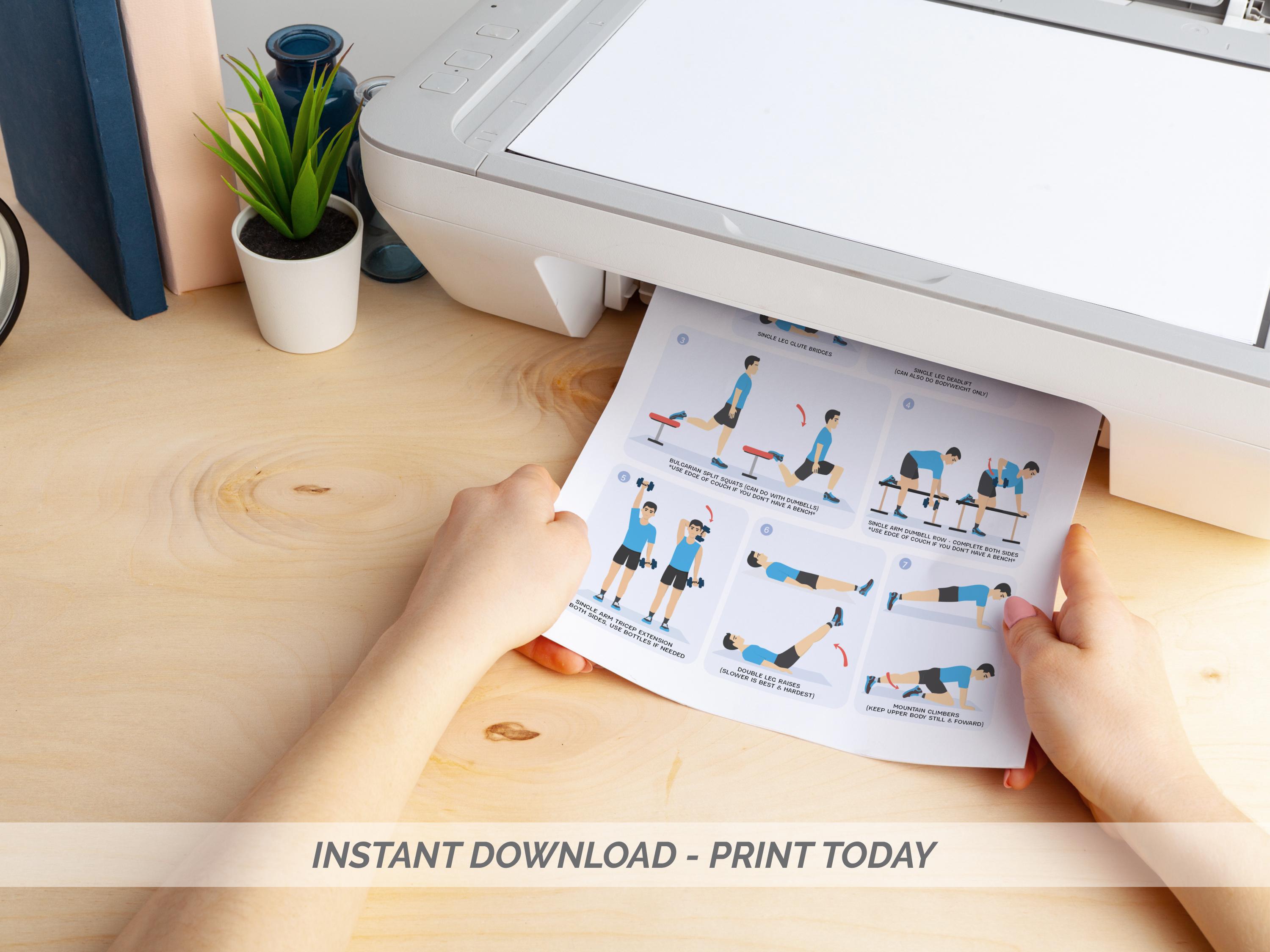 Full Body Workout Chart | Printable Dumbbell Only or Bodyweight ...