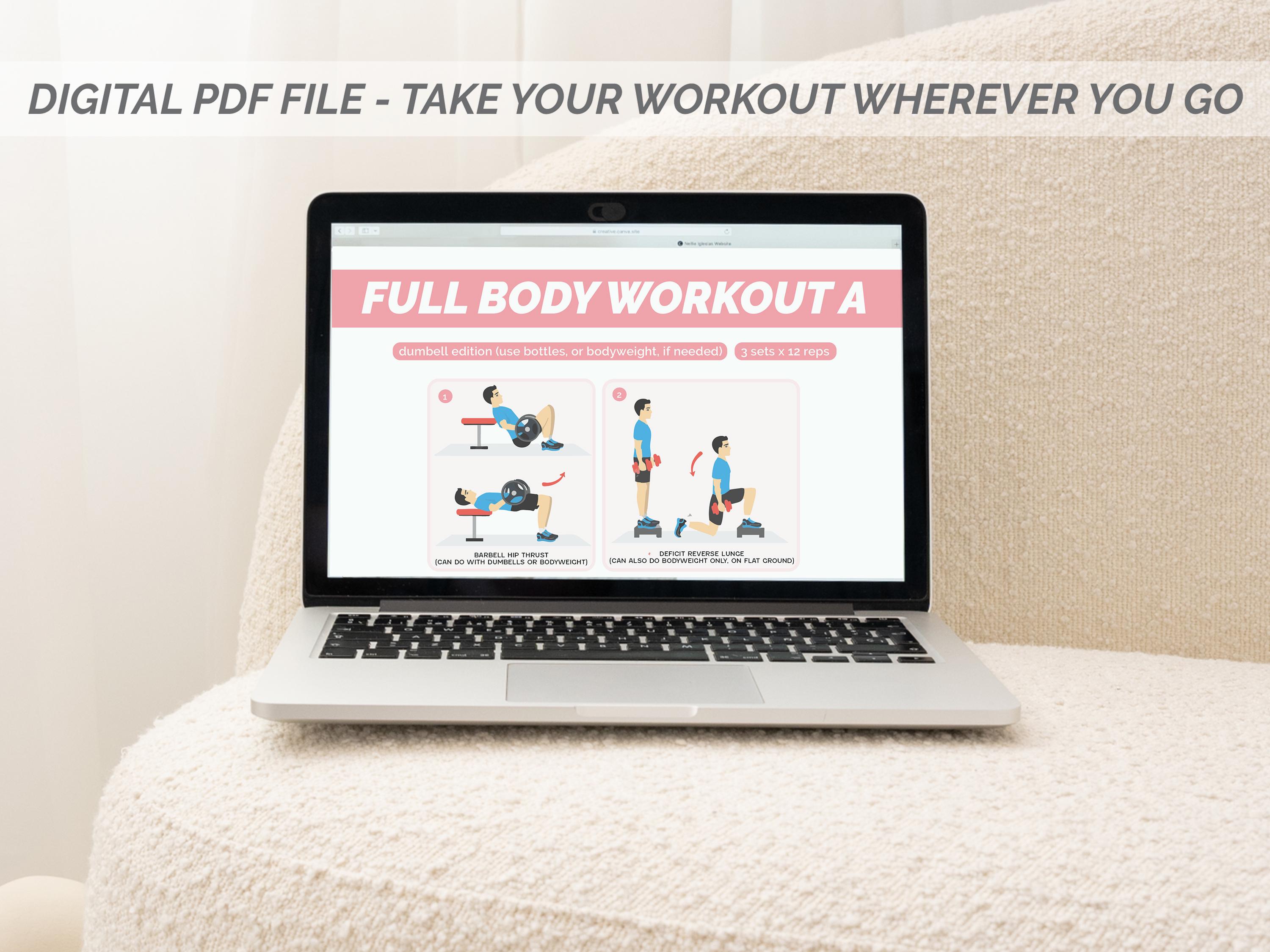 Full Body Workout Chart | Printable Dumbbell Only or Bodyweight ...