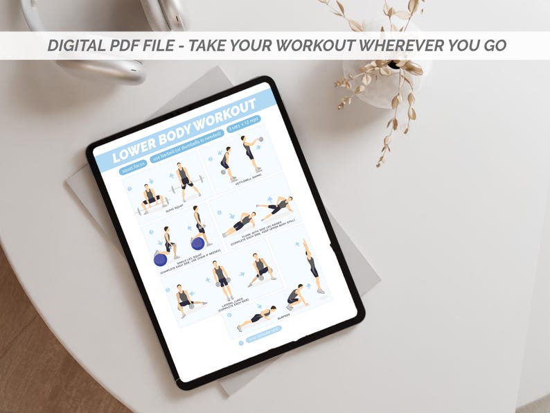 Lower Body Workout Chart | Printable Dumbbell Only or Bodyweight ...