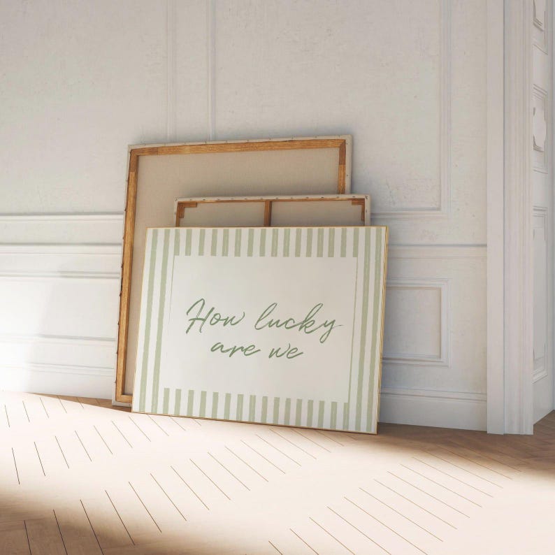 How Lucky Are We Horizontal Word Sign | Printable Sage Green Living ...