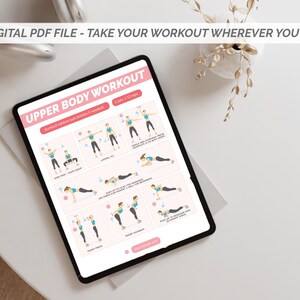 Upper Body Workout Chart | Printable Dumbbell Only or Bodyweight ...