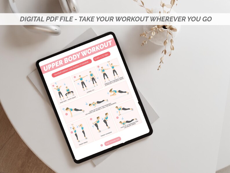 Upper Body Workout Chart | Printable Dumbbell Only or Bodyweight ...