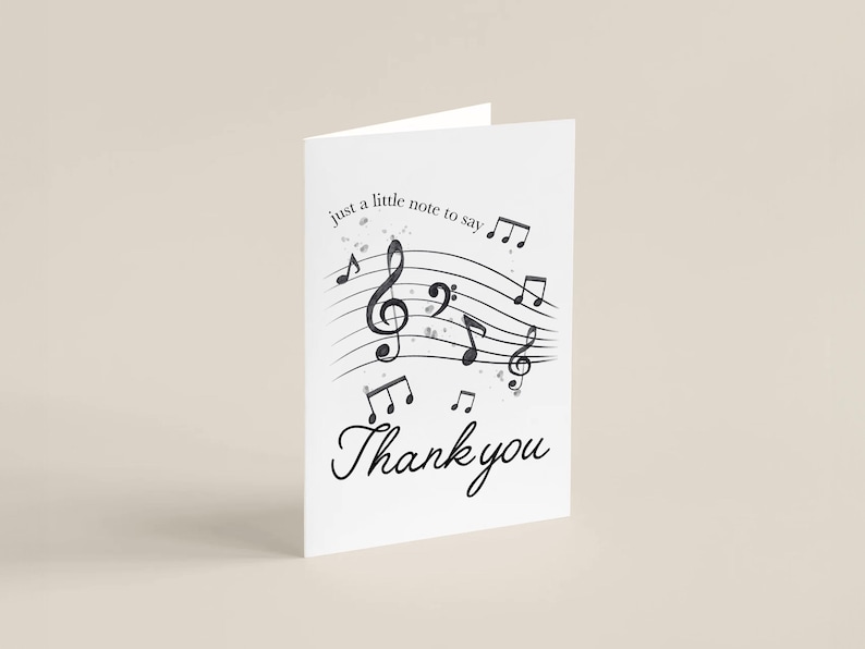 Printable Thank You Card | Music Notes Appreciation Card for Music ...