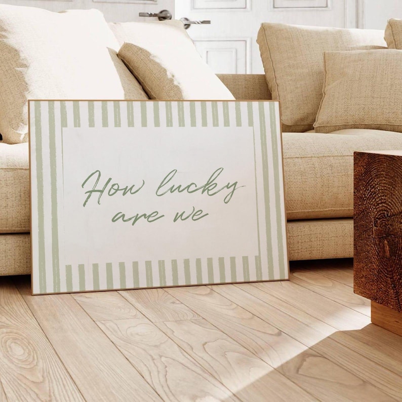 How Lucky Are We Horizontal Word Sign | Printable Sage Green Living ...