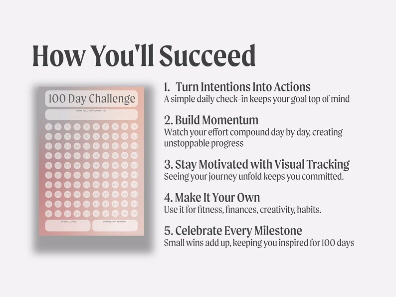 100 Day Challenge Printable Habit Tracker Notepad Template | PDF Goal ...