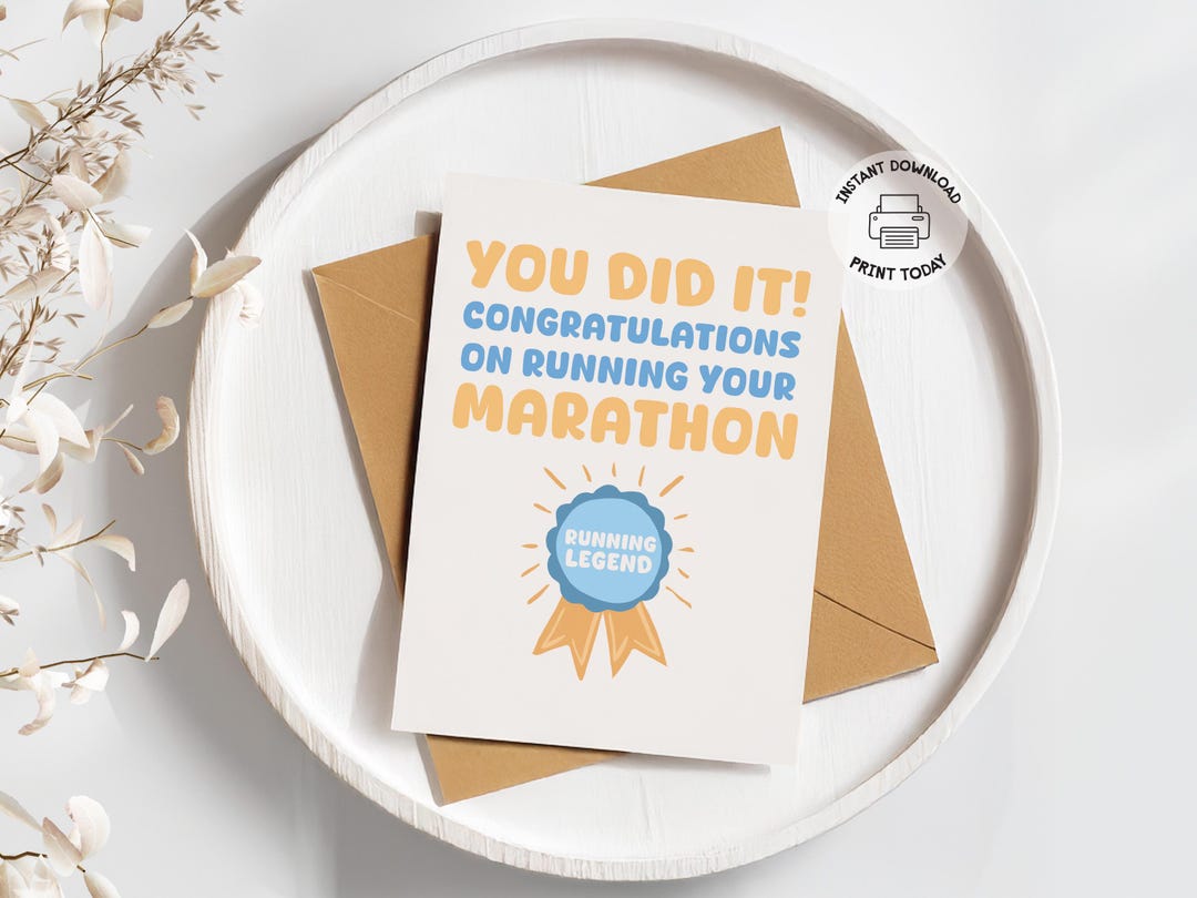 Congrats on Marathon Card | Printable Congratulations Card | Running ...