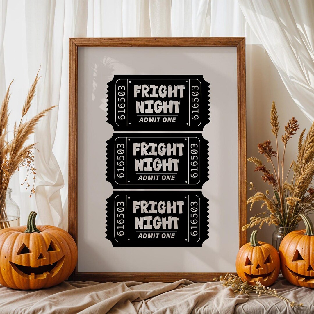Fright Night Poster | Printable Halloween Black & White Retro Aesthetic ...