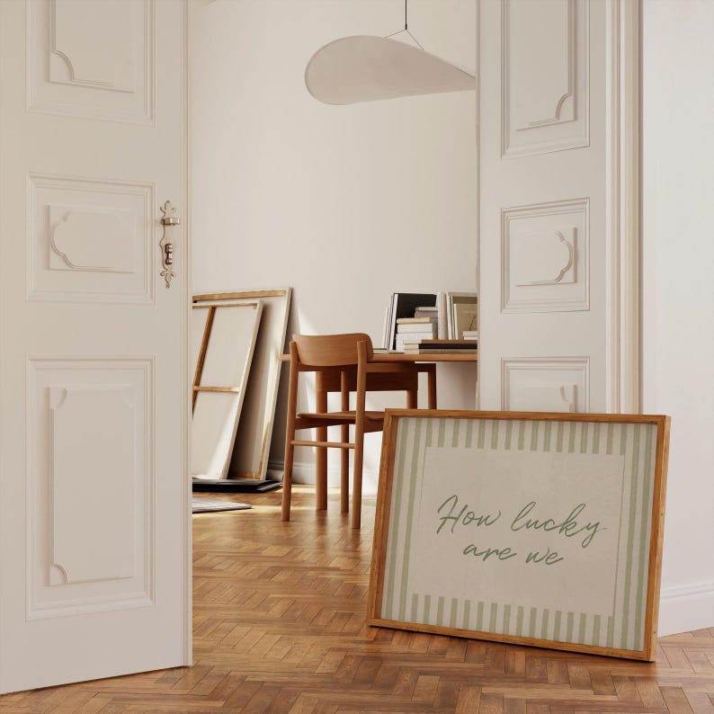How Lucky Are We Horizontal Word Sign | Printable Sage Green Living ...