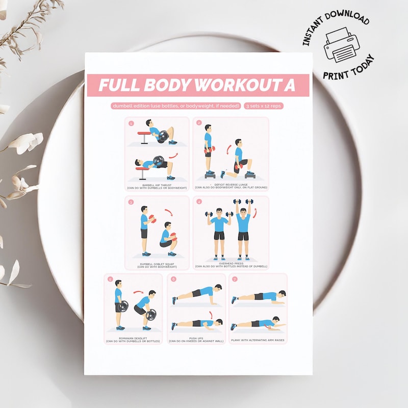 Printable Dumbbells Exercises - Etsy