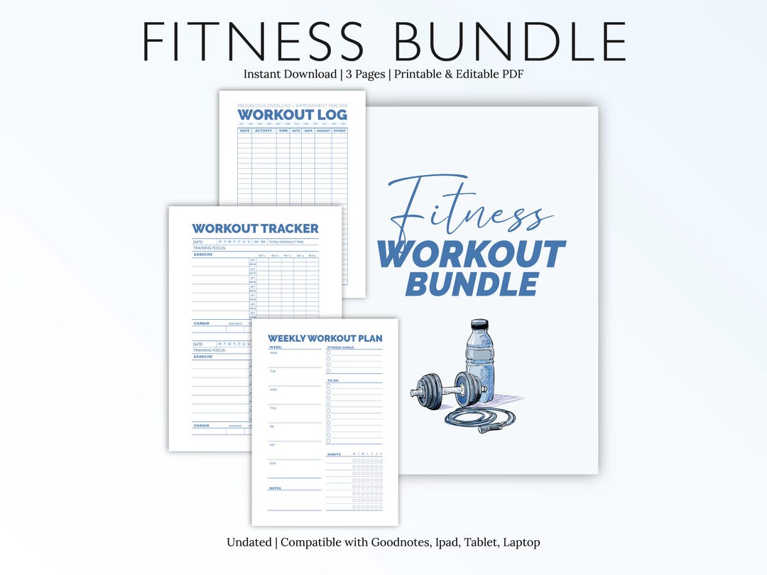 Fitness Sheet Bundle | Printable Training Logbook, Workout Schedule ...