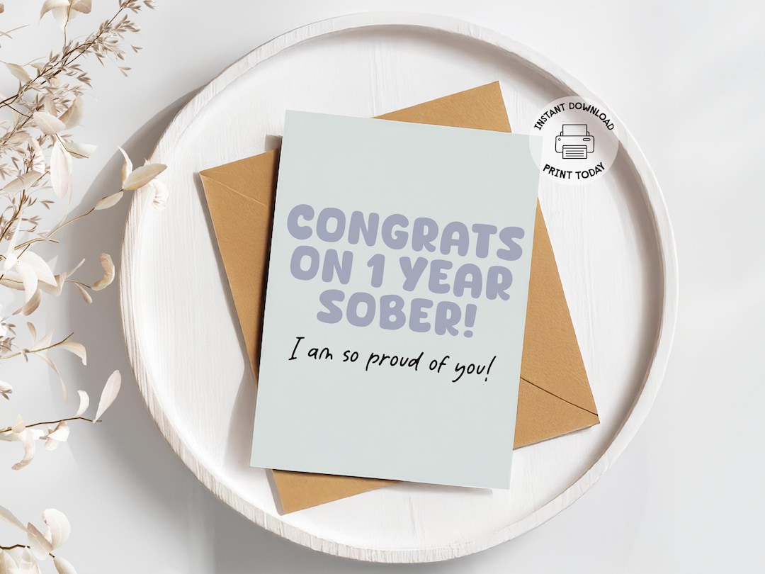 1 Year Sober Card | Printable One Year Clean Soberversary for Women ...