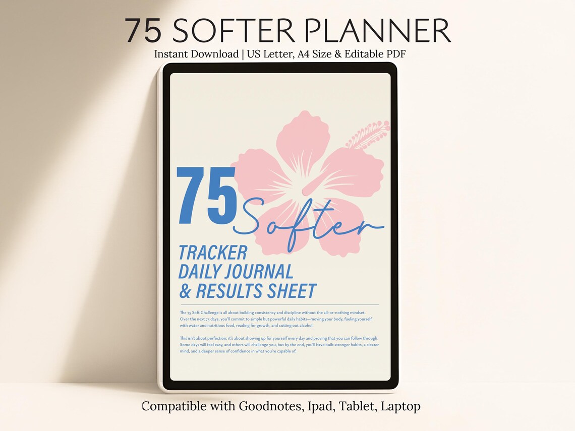 75 Soft Challenge Digital Planner | Tiktok 75 Softer Diary | Printable ...