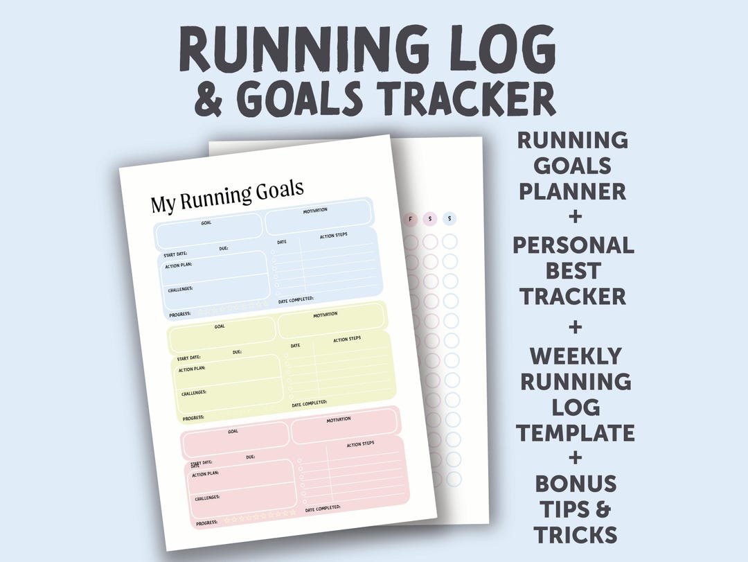 Daily Running Log and Goal Tracker | Digital Training Journal Template ...