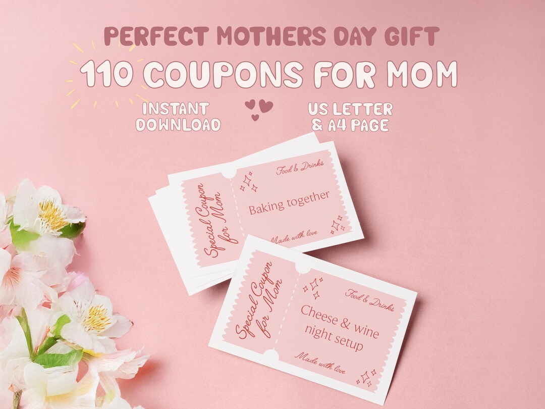 Mothers Day Coupons Book | Printable DIY Coupon Booklet | Birthday Gift ...