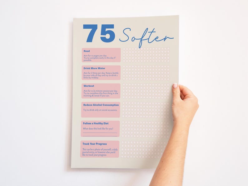 75 Soft Challenge Digital Planner | Tiktok 75 Softer Diary | Printable ...