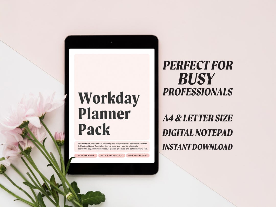 Pink Workday Planner PDF | Printable Daily Organizer for Time ...