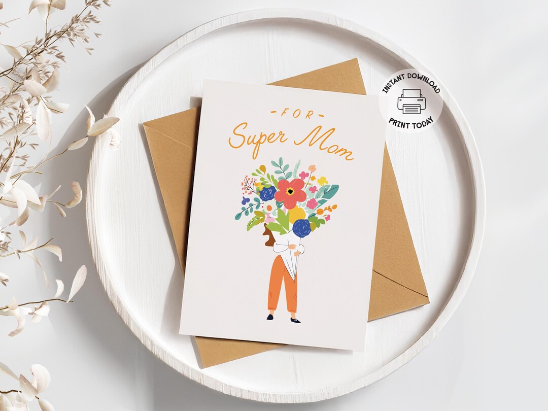 Super Mom Card | Printable Birthday Card for Mum | Unique Mother's Day ...