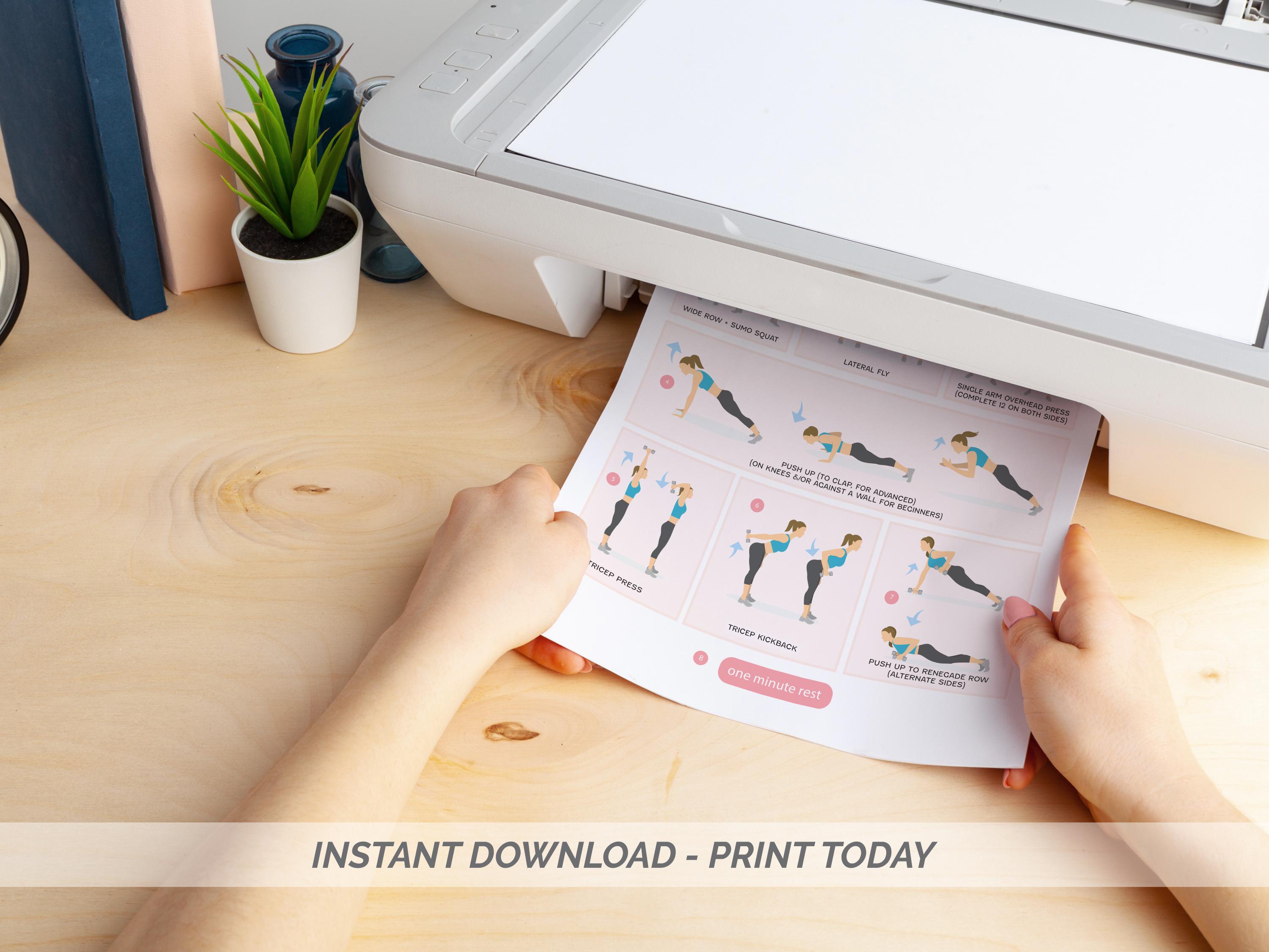 Upper Body Workout Chart | Printable Dumbbell Only or Bodyweight ...