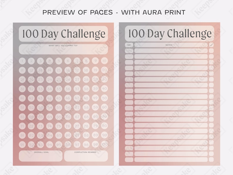 100 Day Challenge Printable Habit Tracker Notepad Template | PDF Goal ...