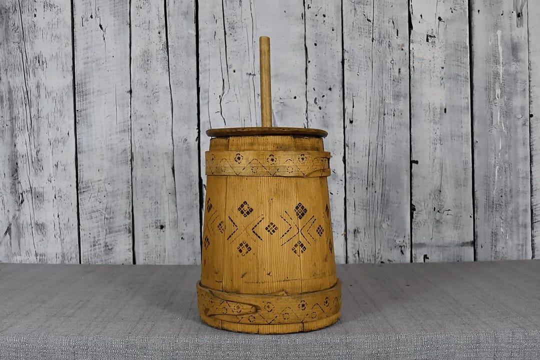 Antique Butter Churn / Vintage Butter Crock / Primitive Rustic Butter ...