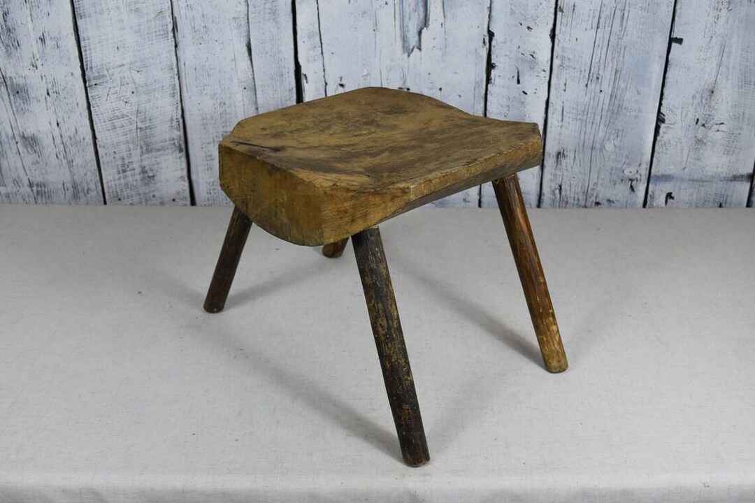 Vintage Wooden Stool / Rustic Wood Bench / Farmhouse Small Wood Side ...