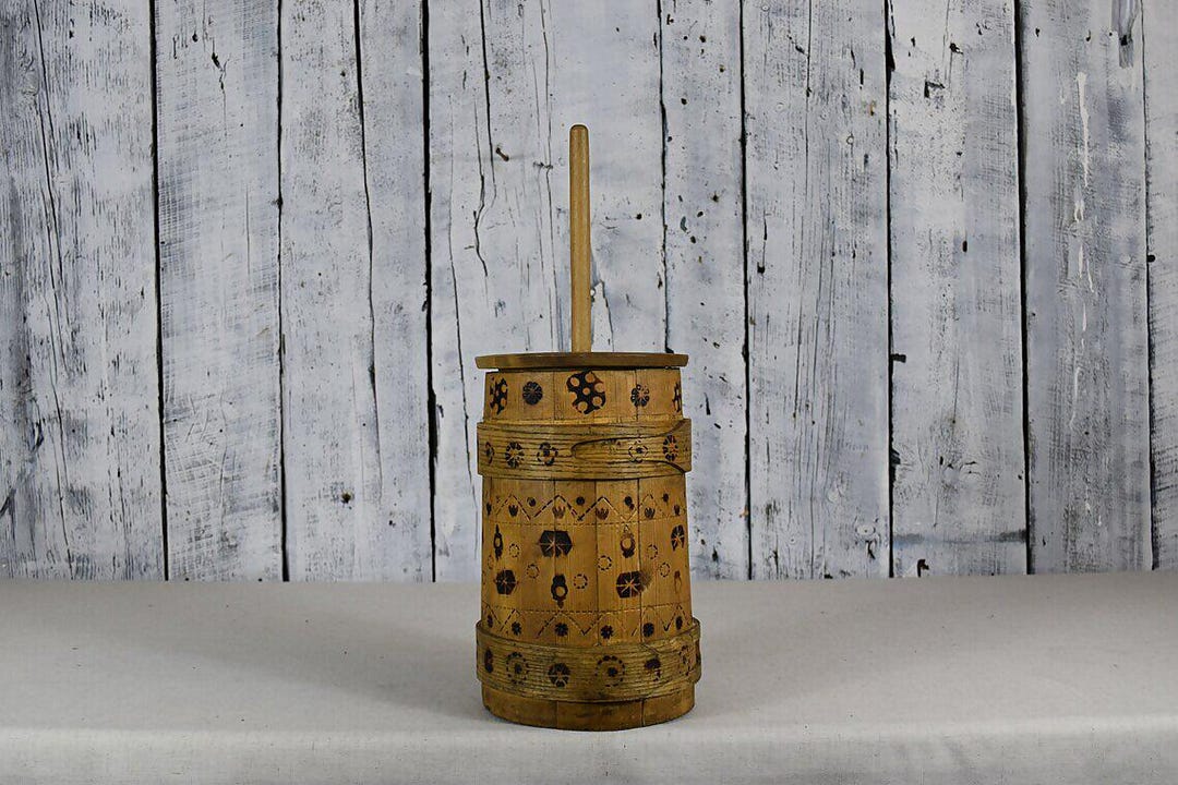Antique Wooden Butter Churn / Vintage Farmhouse Kitchen Decor / Rustic ...