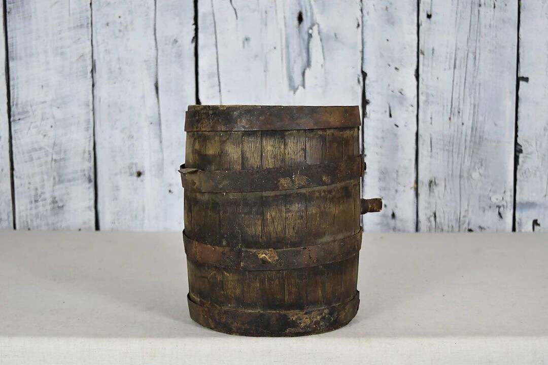 Vintage Wooden Barrel / Antique Small Barrel / Rustic Barrel Furniture ...