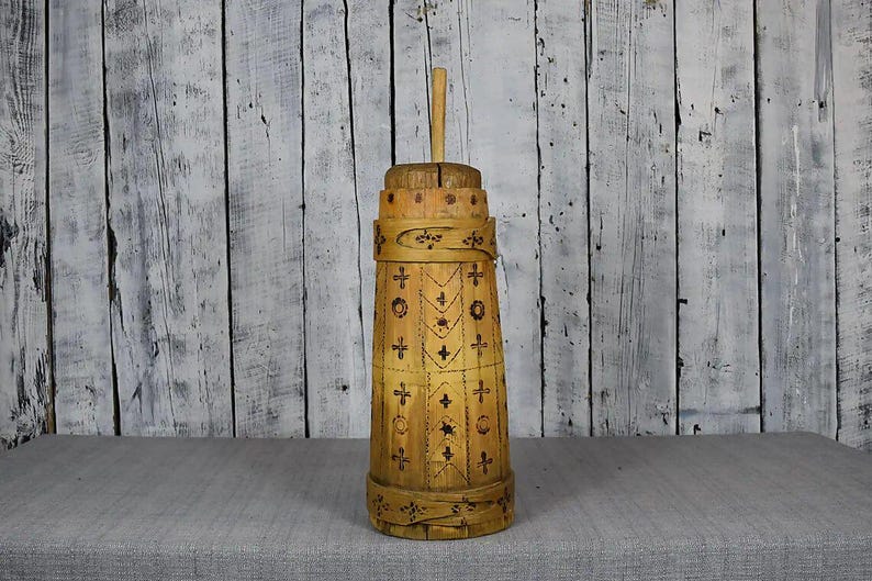 Antique Wooden Butter Churn / Vintage Farmhouse Kitchen Decor / Rustic ...